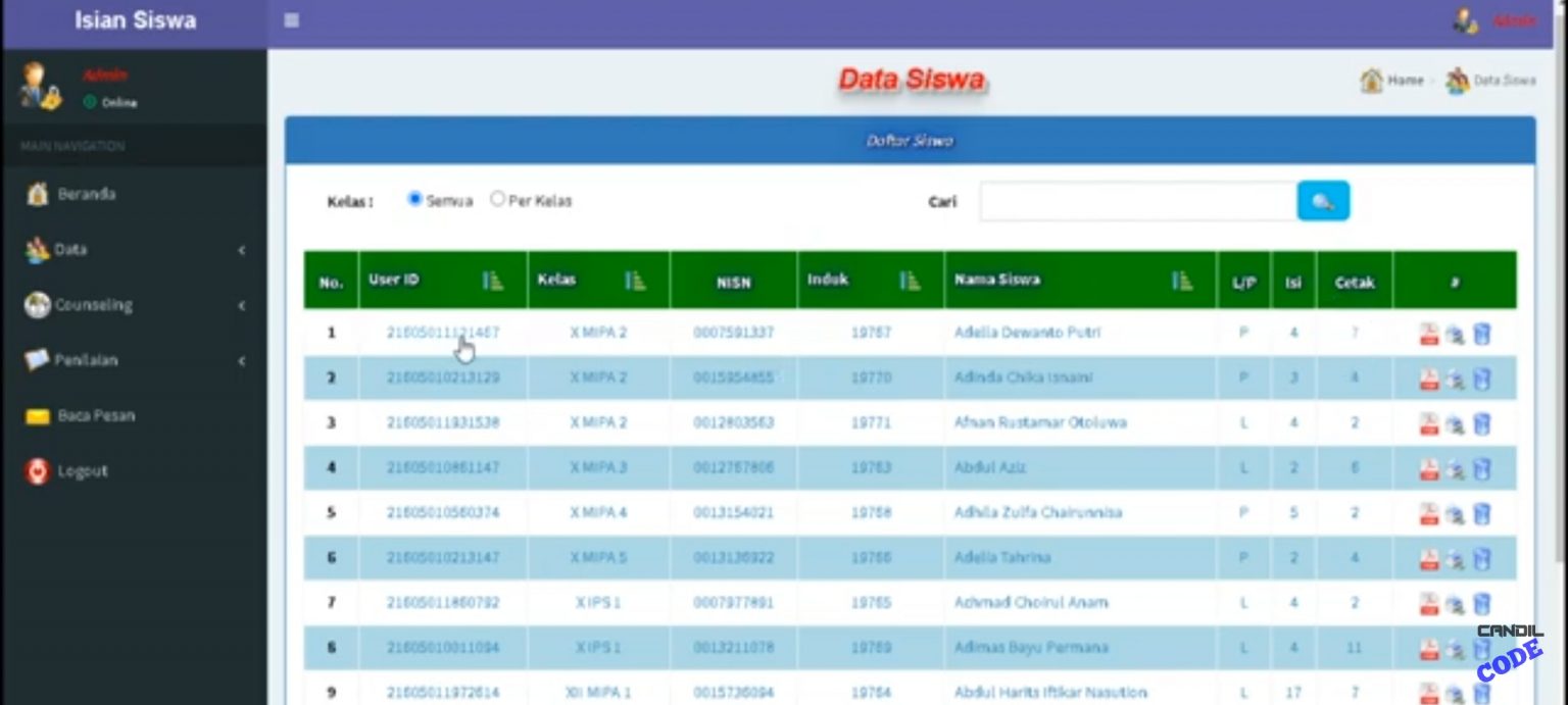 Source Code Sistem Informasi Data Siswa Berbasis Web II Codeigniter ...