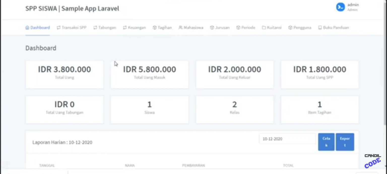 Source Code Aplikasi Web Pembayaran Spp Sekolah Berbasis Laravel Php