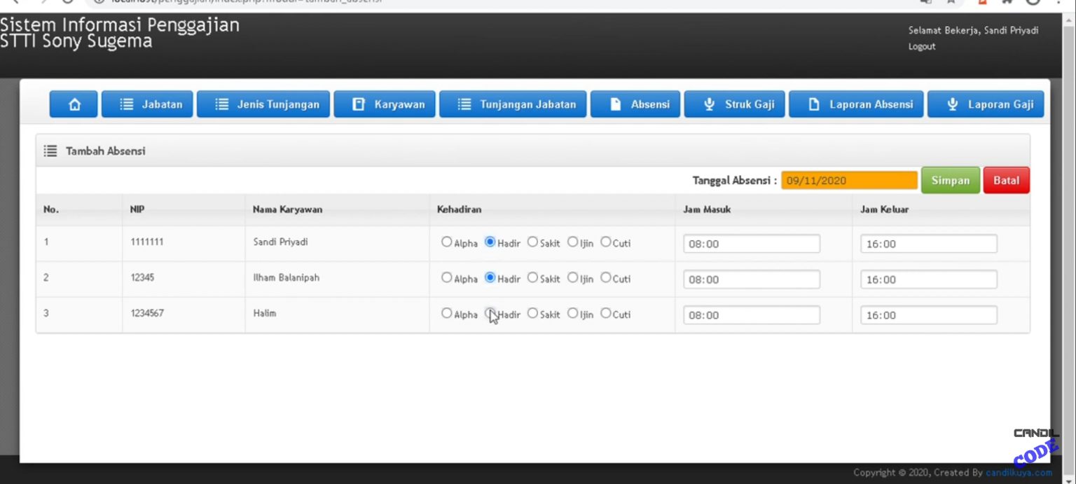 Source Code Aplikasi Sistem Penggajian dan Absensi Karyawan – PHP ID Blog